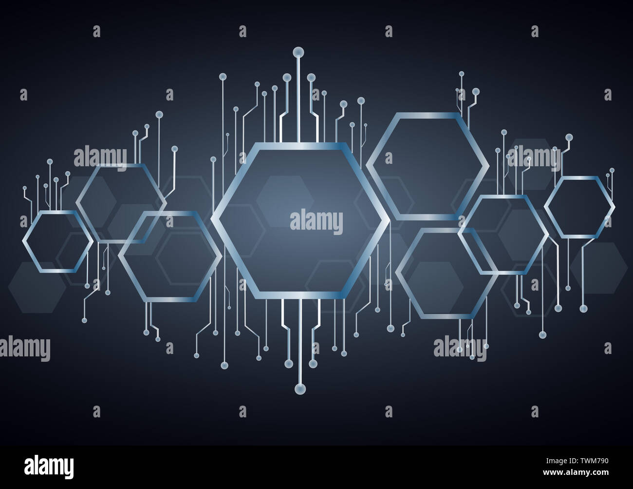 abstract bee hive , hexagon and technology line background Stock Photo ...