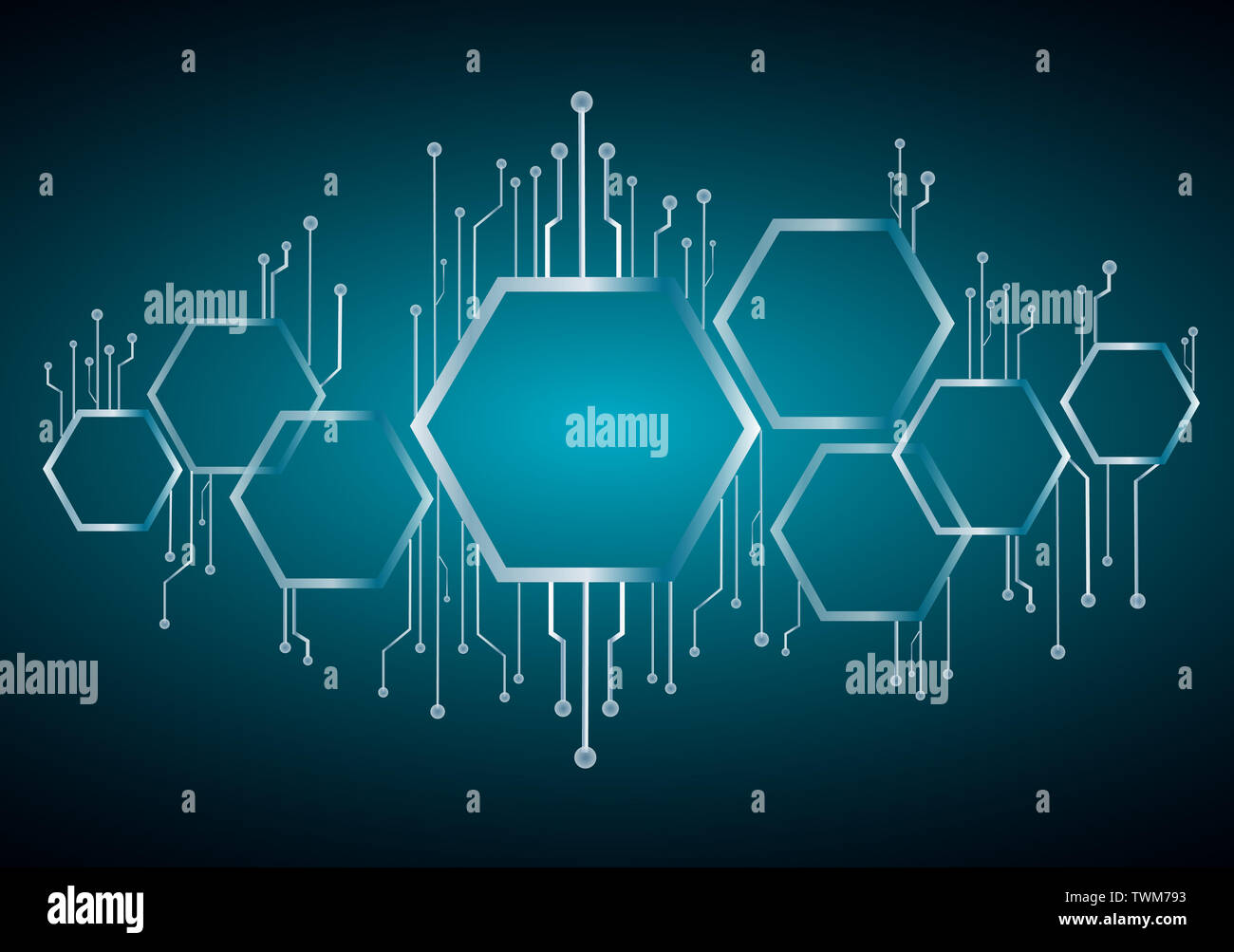 abstract bee hive , hexagon and technology line background Stock Photo ...