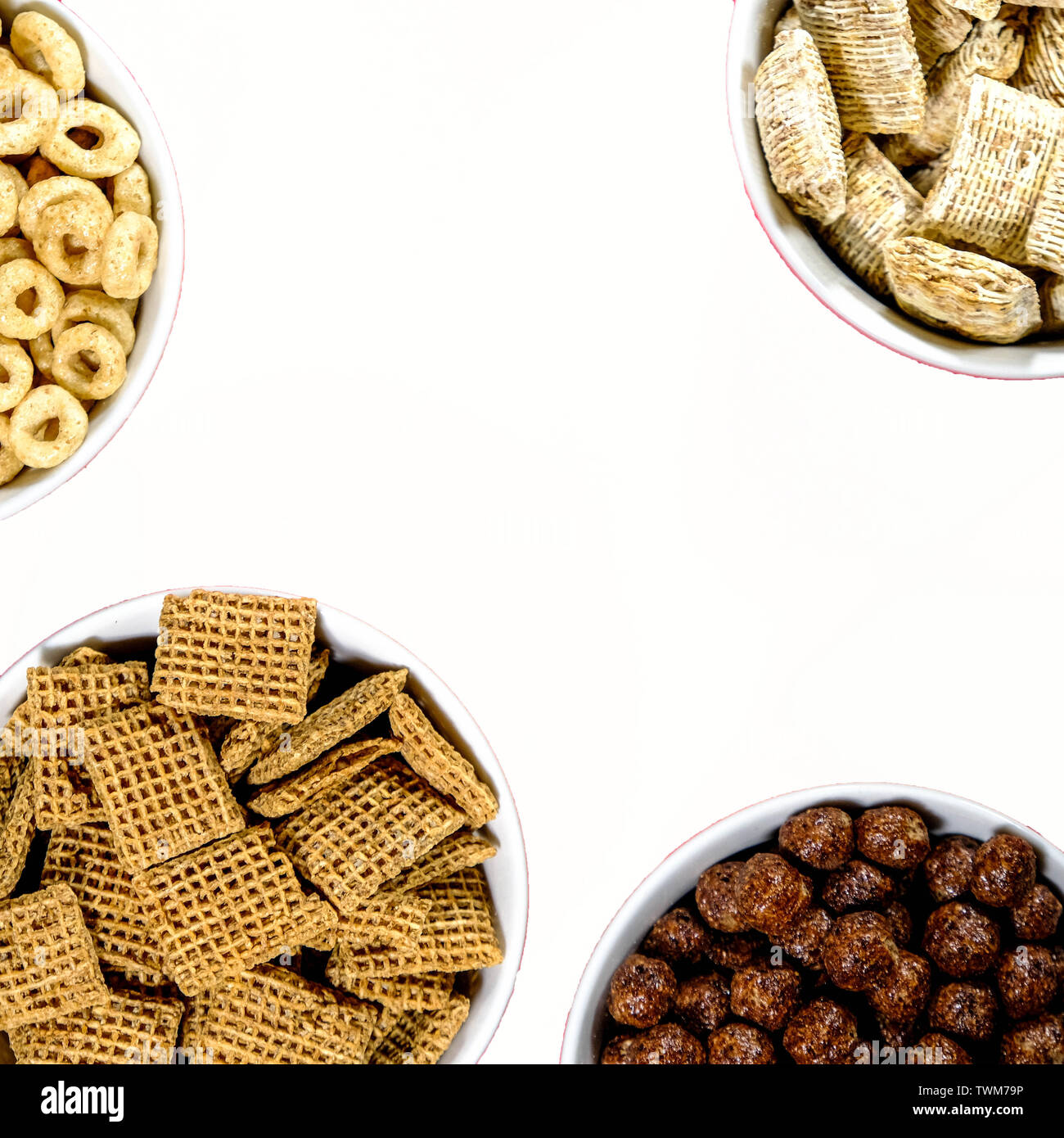 Selection of Bowls of Healthy Eating Breakfast Cereal Including ...