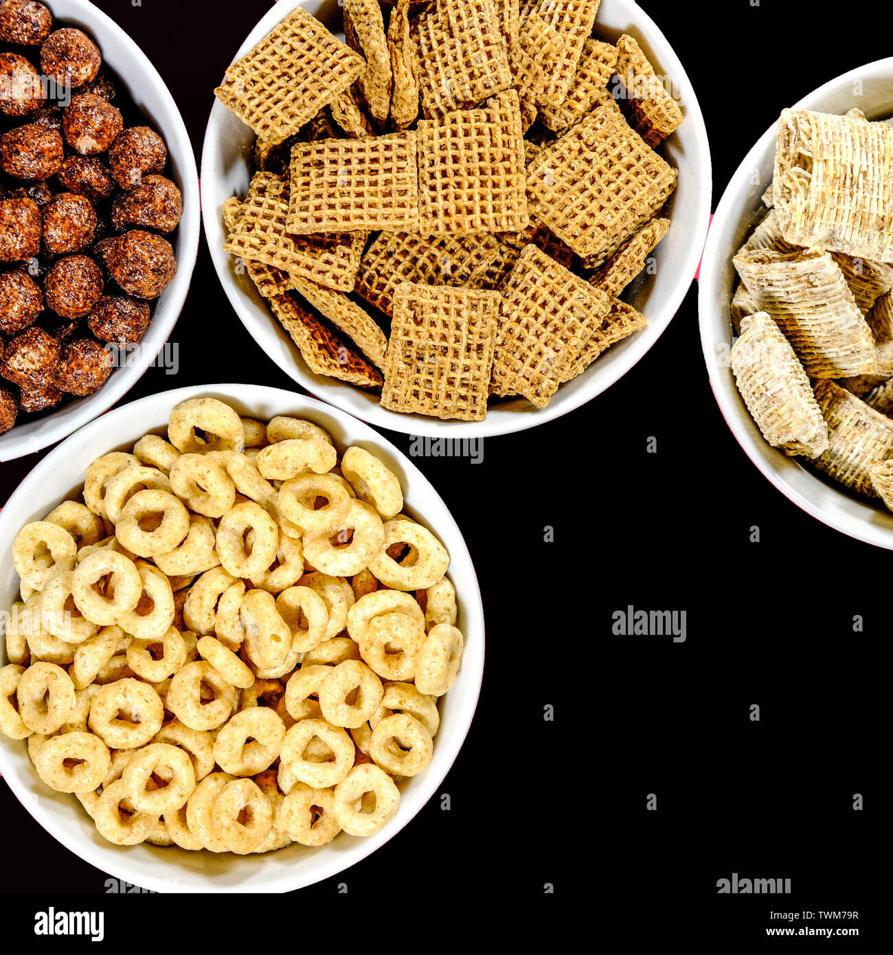 Selection of Bowls of Healthy Eating Breakfast Cereal Including ...