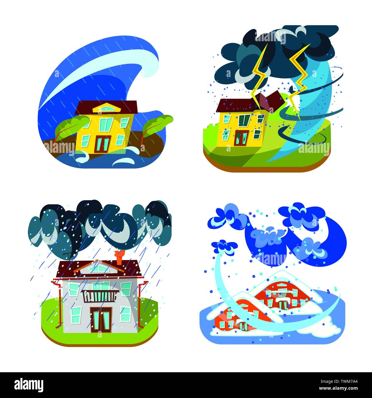 Isolated object of cataclysm and disaster symbol. Set of cataclysm and ...