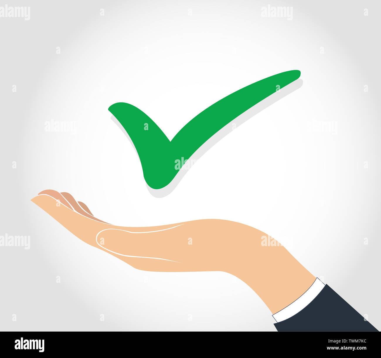 hand holding True check icon symbol Stock Photo - Alamy