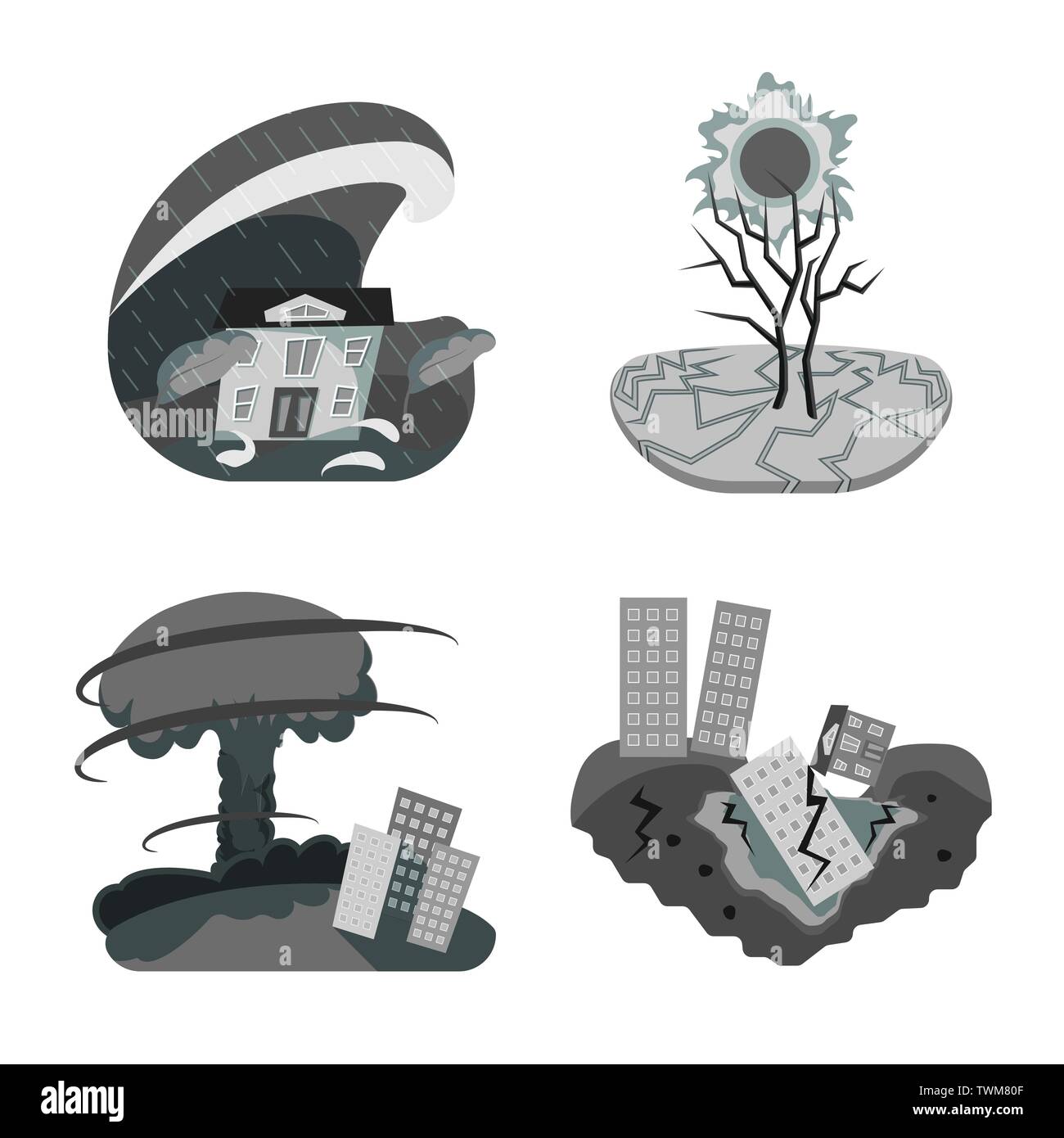 Vector design of nature and apocalypse sign. Collection of nature and ...