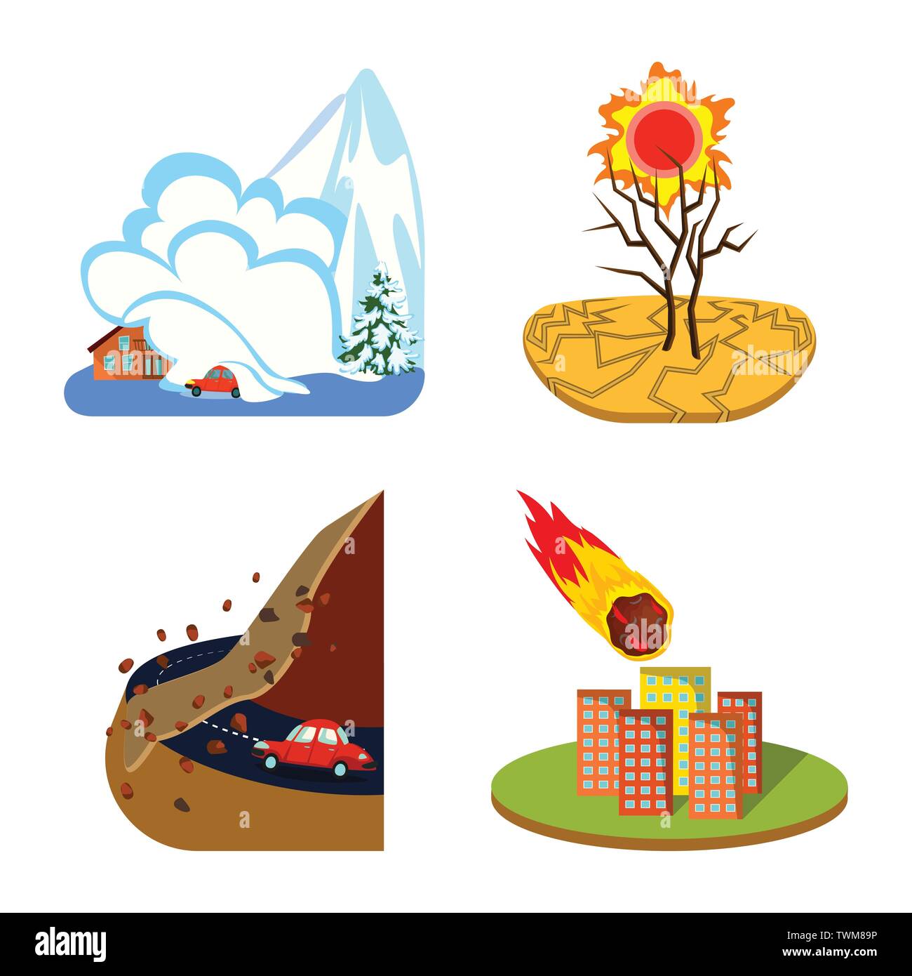 Vector design of cataclysm and disaster icon. Collection of cataclysm ...