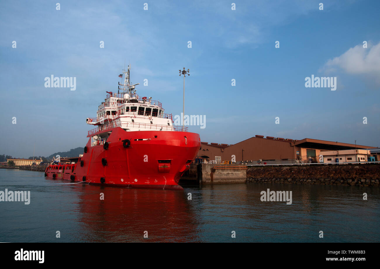offshore vessel berthing at port with beautiful blue sky Stock Photo ...