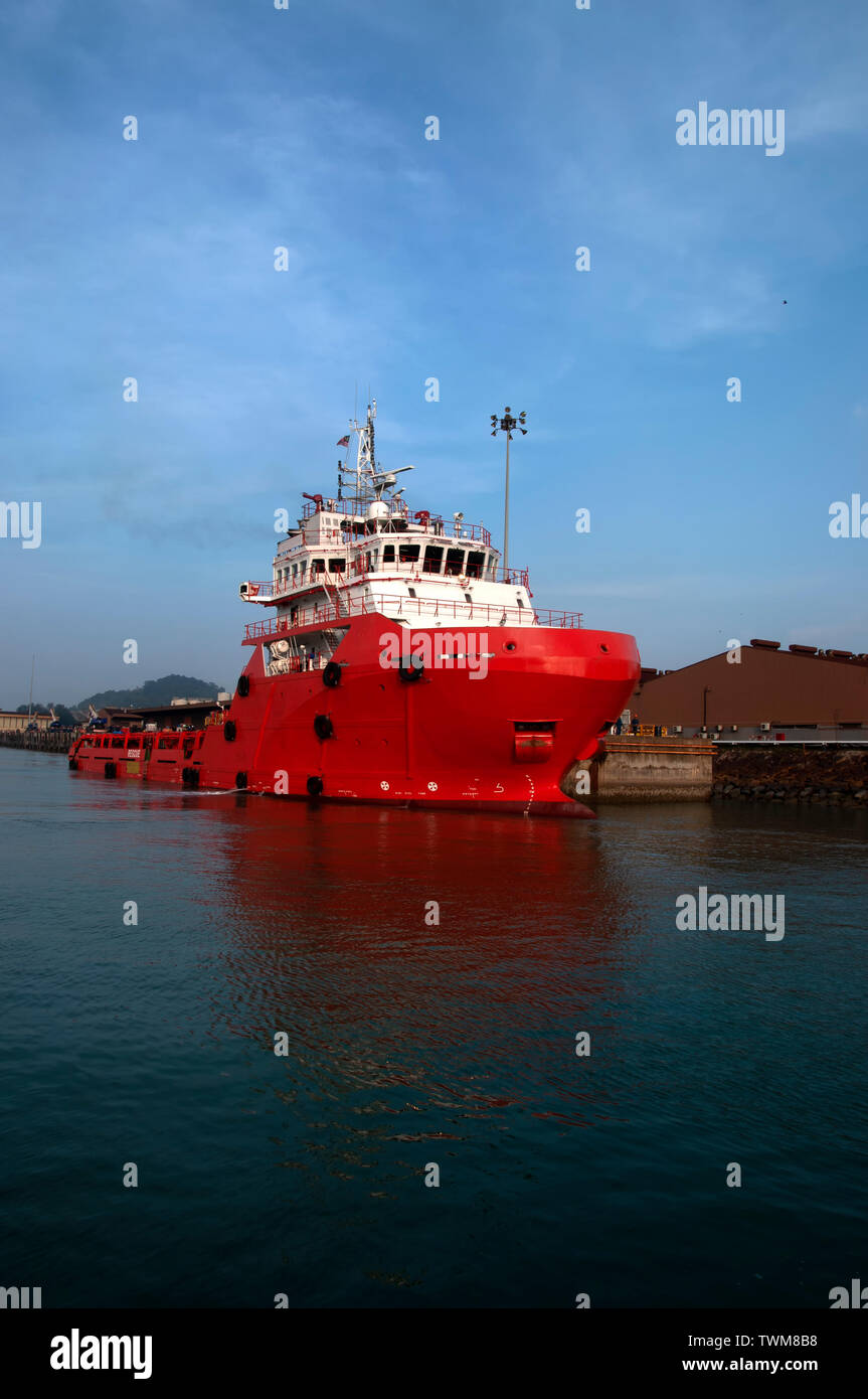 offshore vessel berthing at port with beautiful blue sky Stock Photo ...