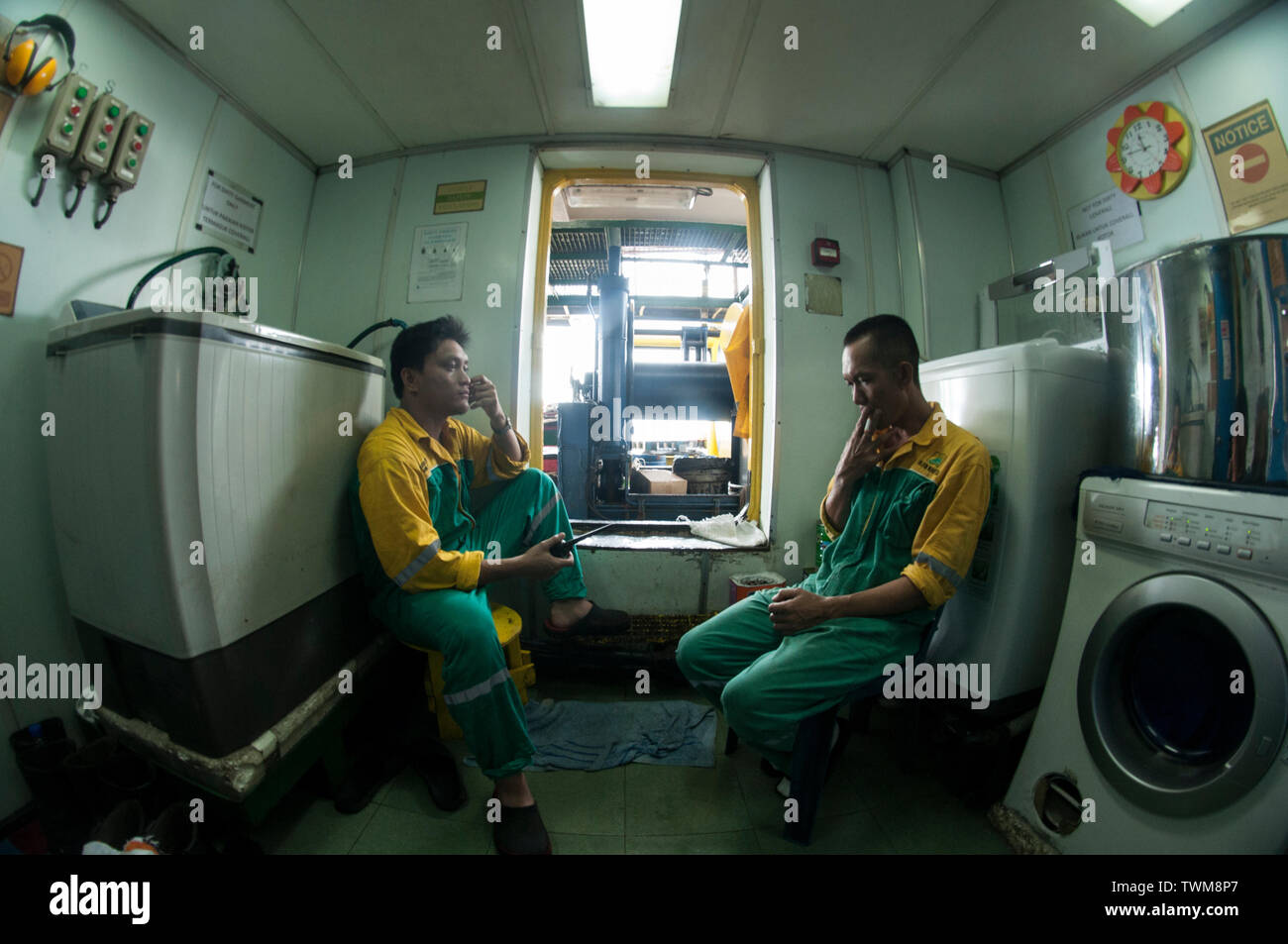 marine crew resting at their break time Stock Photo - Alamy