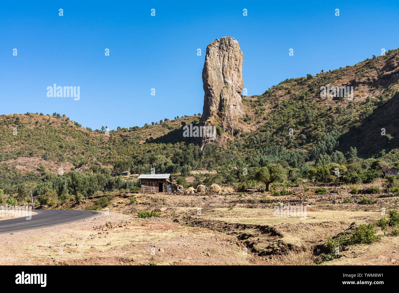 Landscape view on the road from Gondar to the Simien mountains near ...