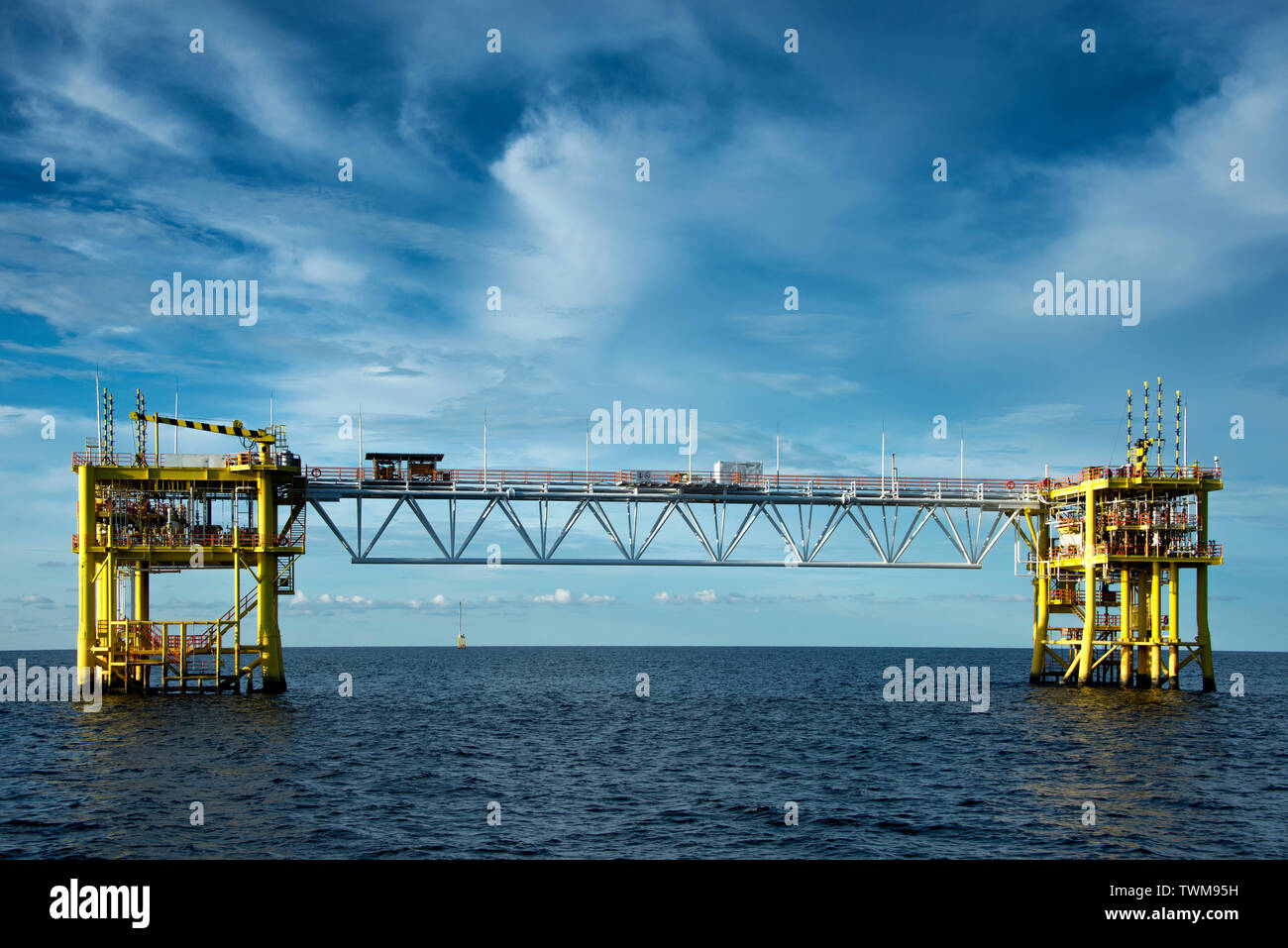 two jacket platform with bridge at south china sea Stock Photo - Alamy