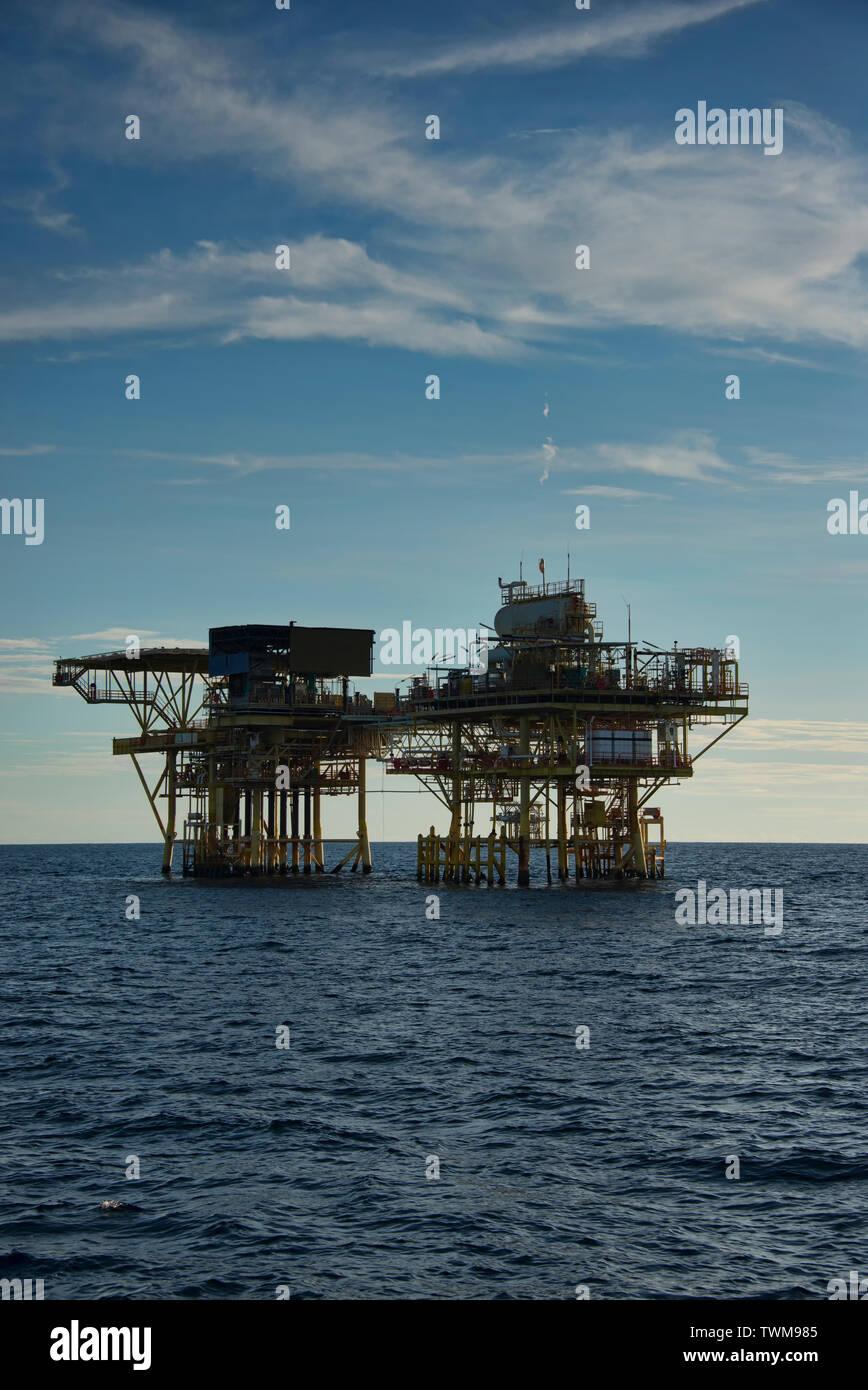 oil platform or jacket platform at south china sea during afternoon ...
