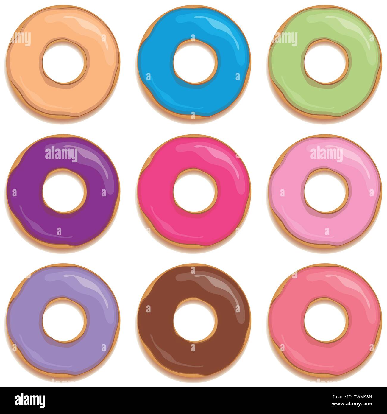 colorful set of donuts isolated on white background vector illustration ...