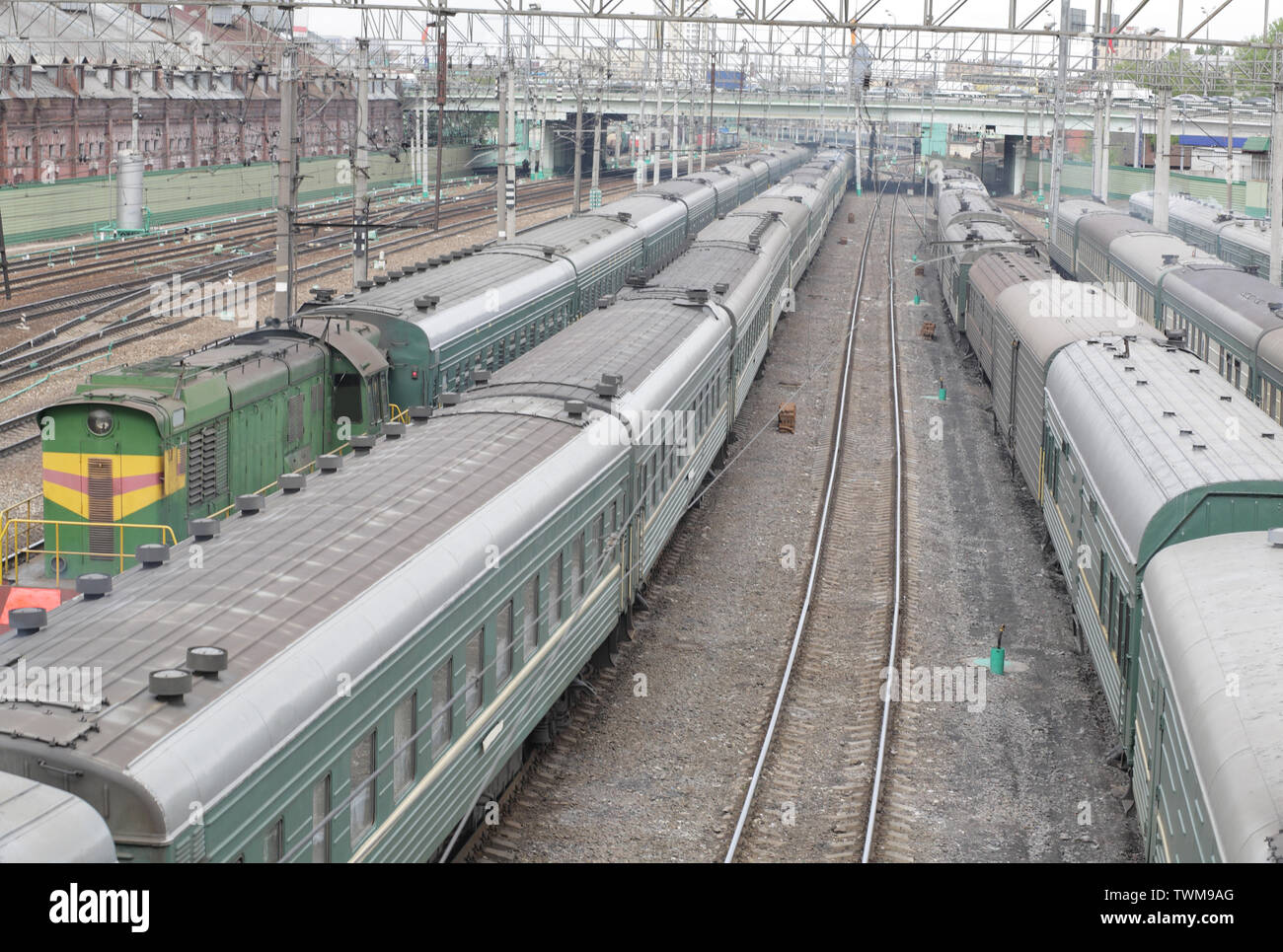 trains on rails Stock Photo - Alamy