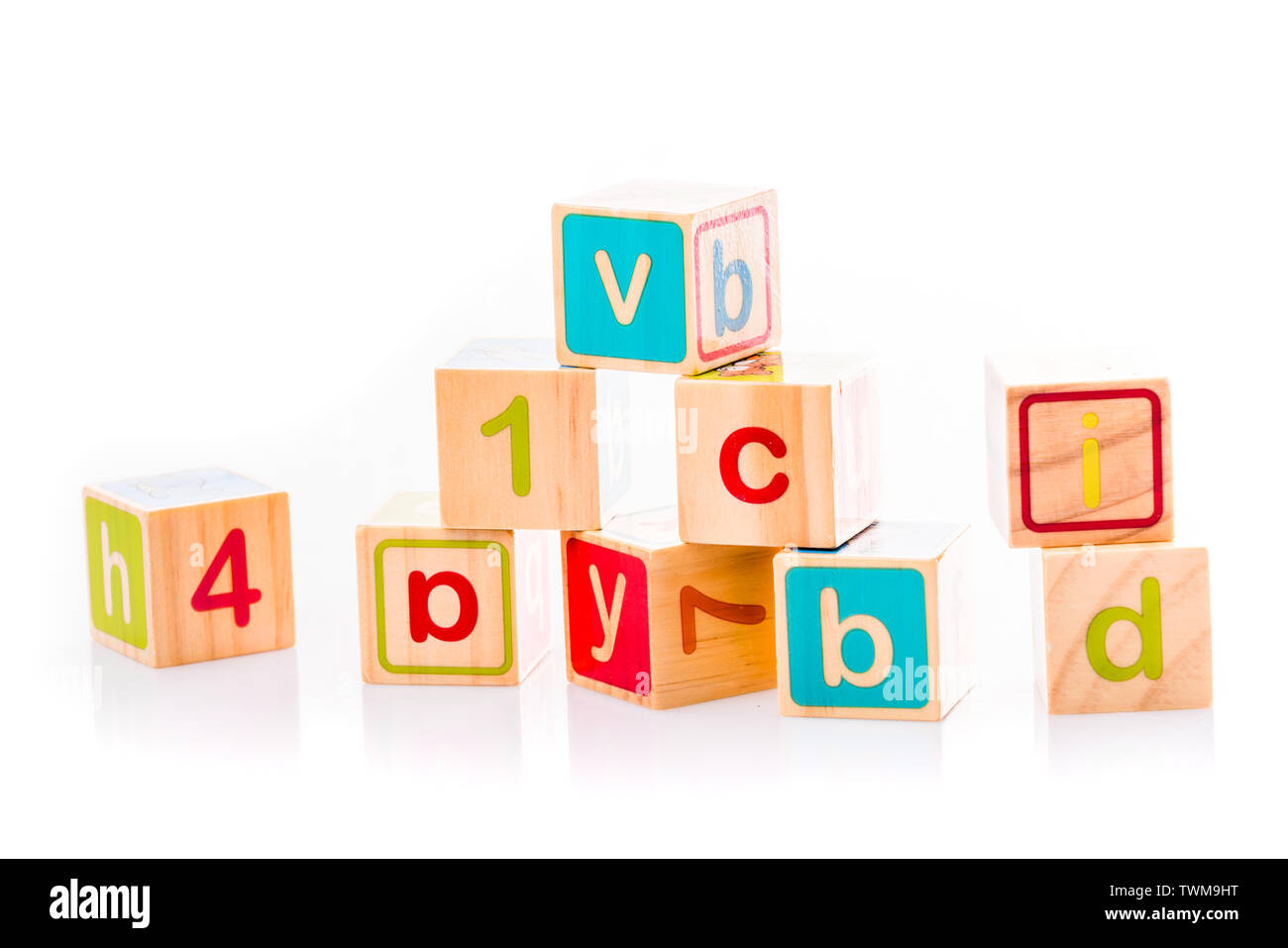 Toy cubes. Baby collection. ABC letters made from baby toys Stock Photo ...