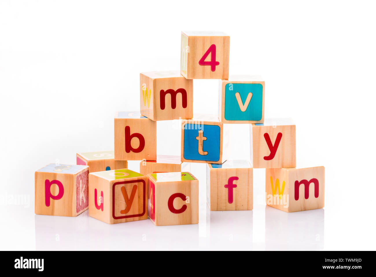 Toy cubes. Baby collection. ABC letters made from baby toys Stock Photo ...