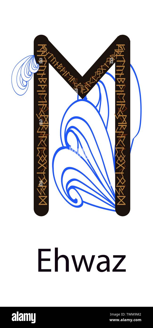 Rune Ehwaz. Vertical projection. Scandinavian. Rune elements of Air ...