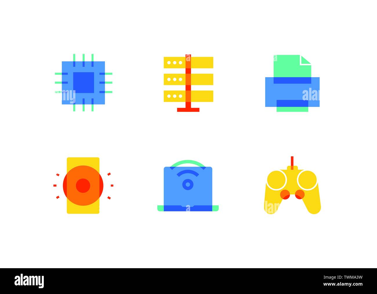 Technology concept - flat design style icons set Stock Vector Image ...