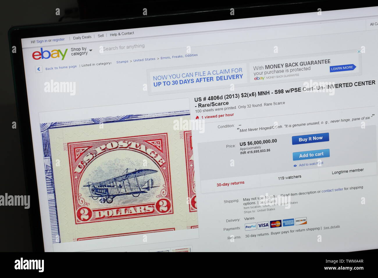 Computer screen showing rare antique items are on sale Stock Photo - Alamy