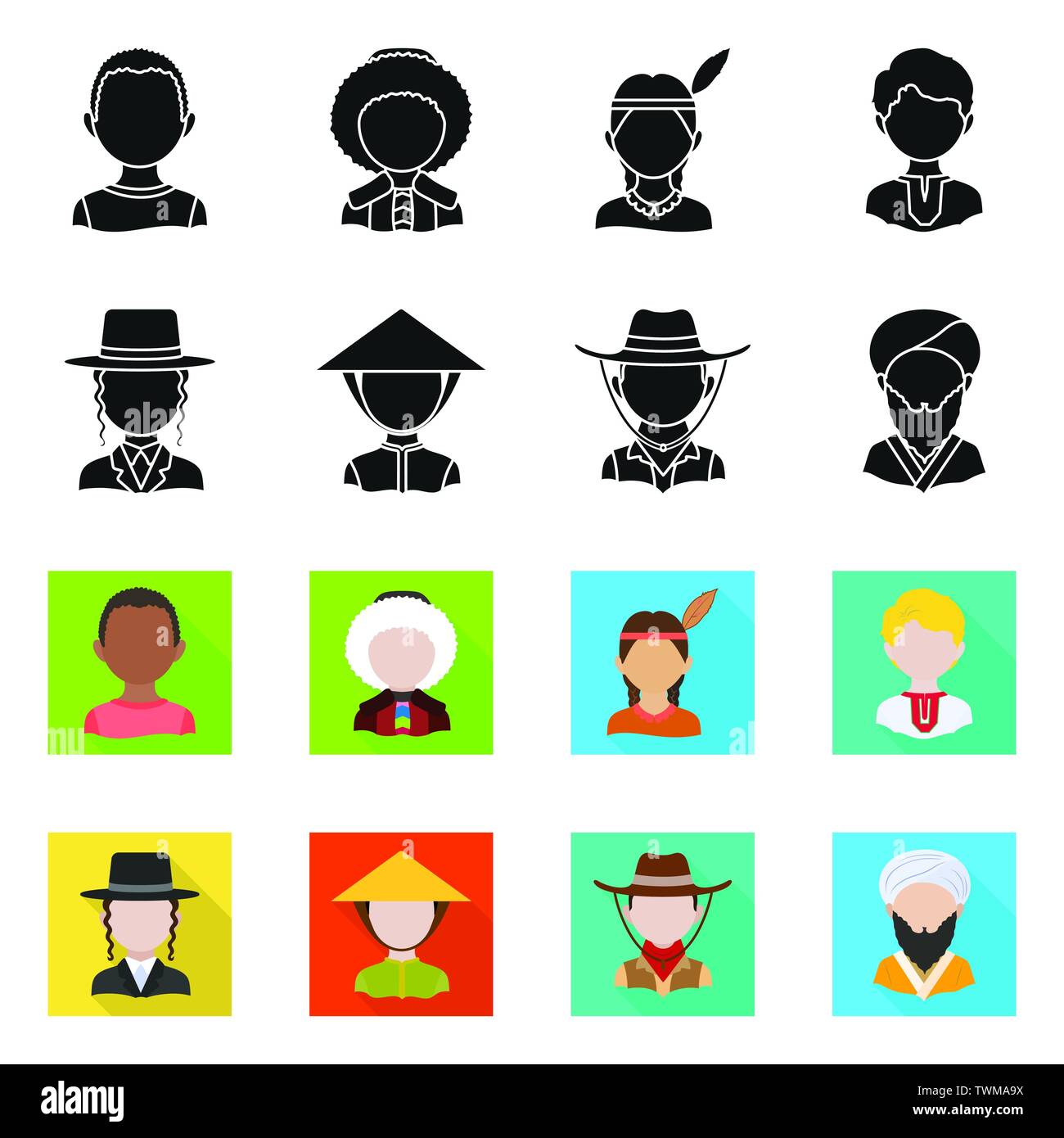 Vector illustration of imitator and resident icon. Collection of ...