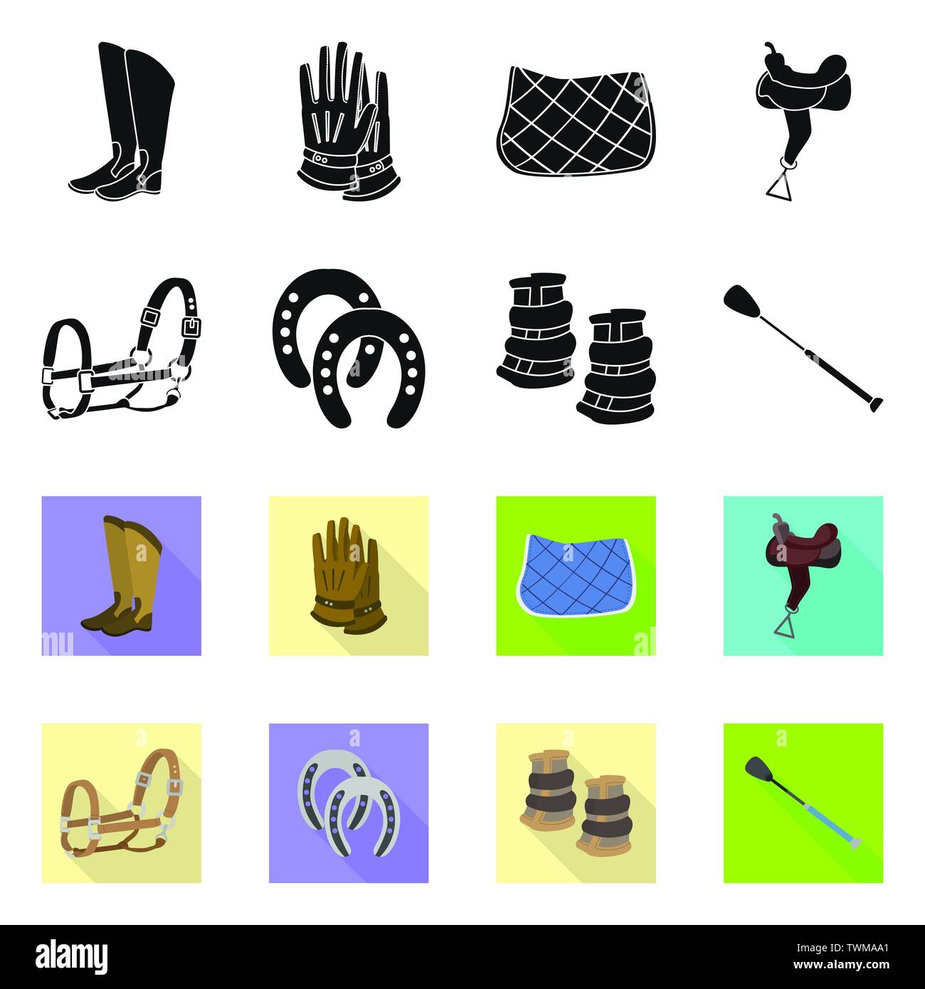 Vector design of equipment and riding logo. Collection of equipment and ...