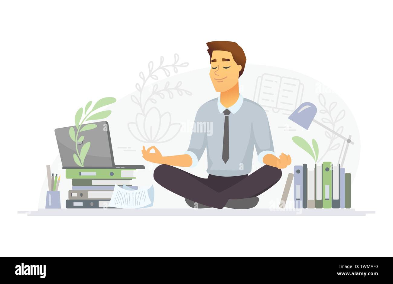 Mindfulness - modern vector cartoon people characters illustration ...