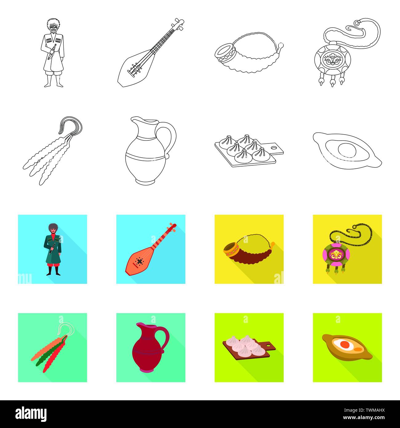 Vector illustration of culture and sightseeing symbol. Set of culture ...
