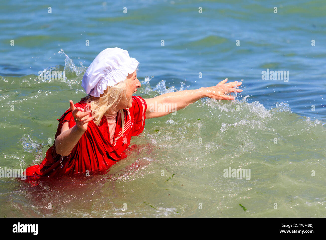 Broadstairs yearly Dickens Festival. Victorian beach party. Senior ...
