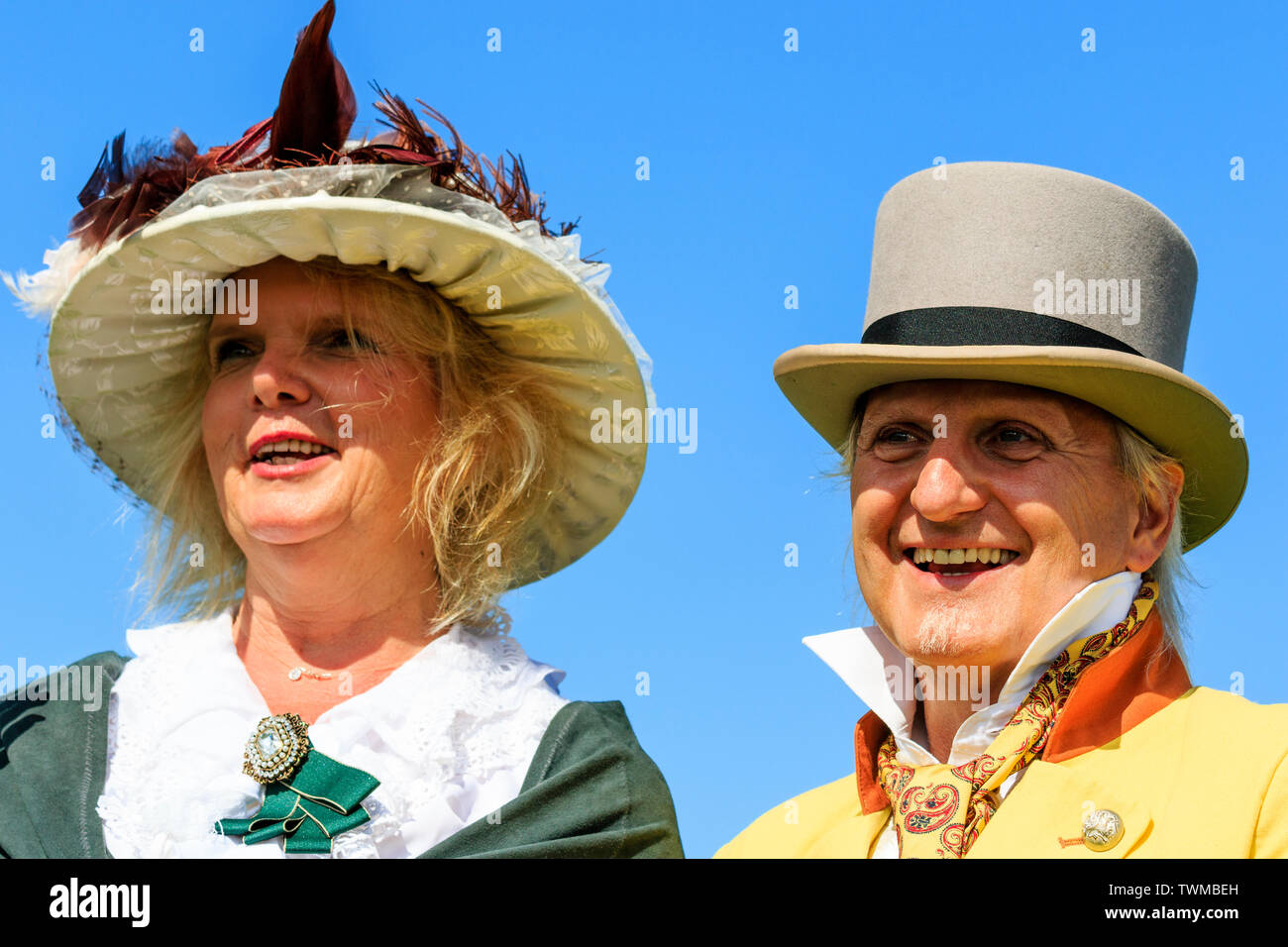 Broadstairs yearly Dicken Festival. Mature couple, head and shoulders ...