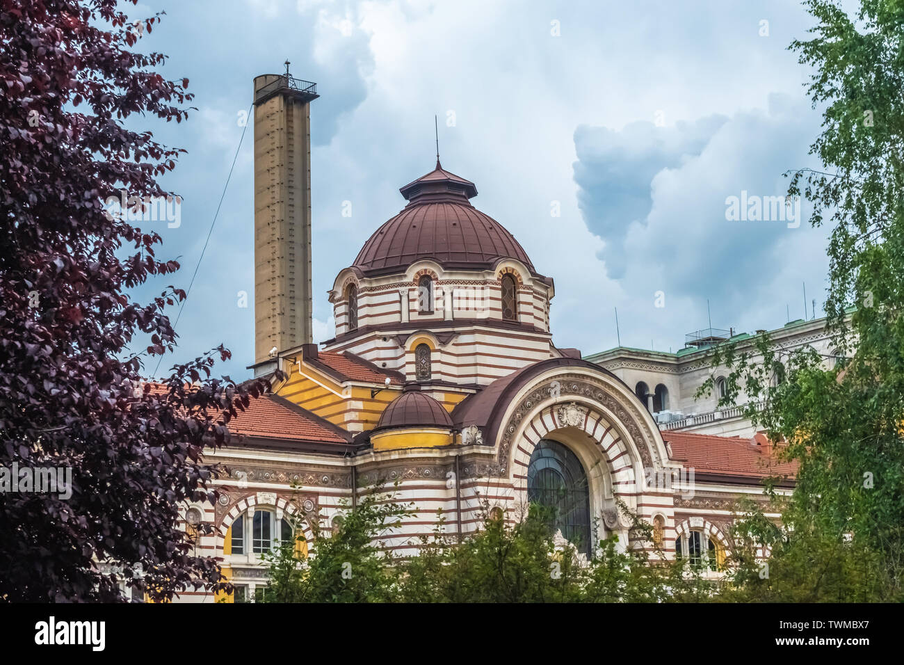 The old Mineral Baths, a landmark in the centre of Sofia, Bulgaria ...