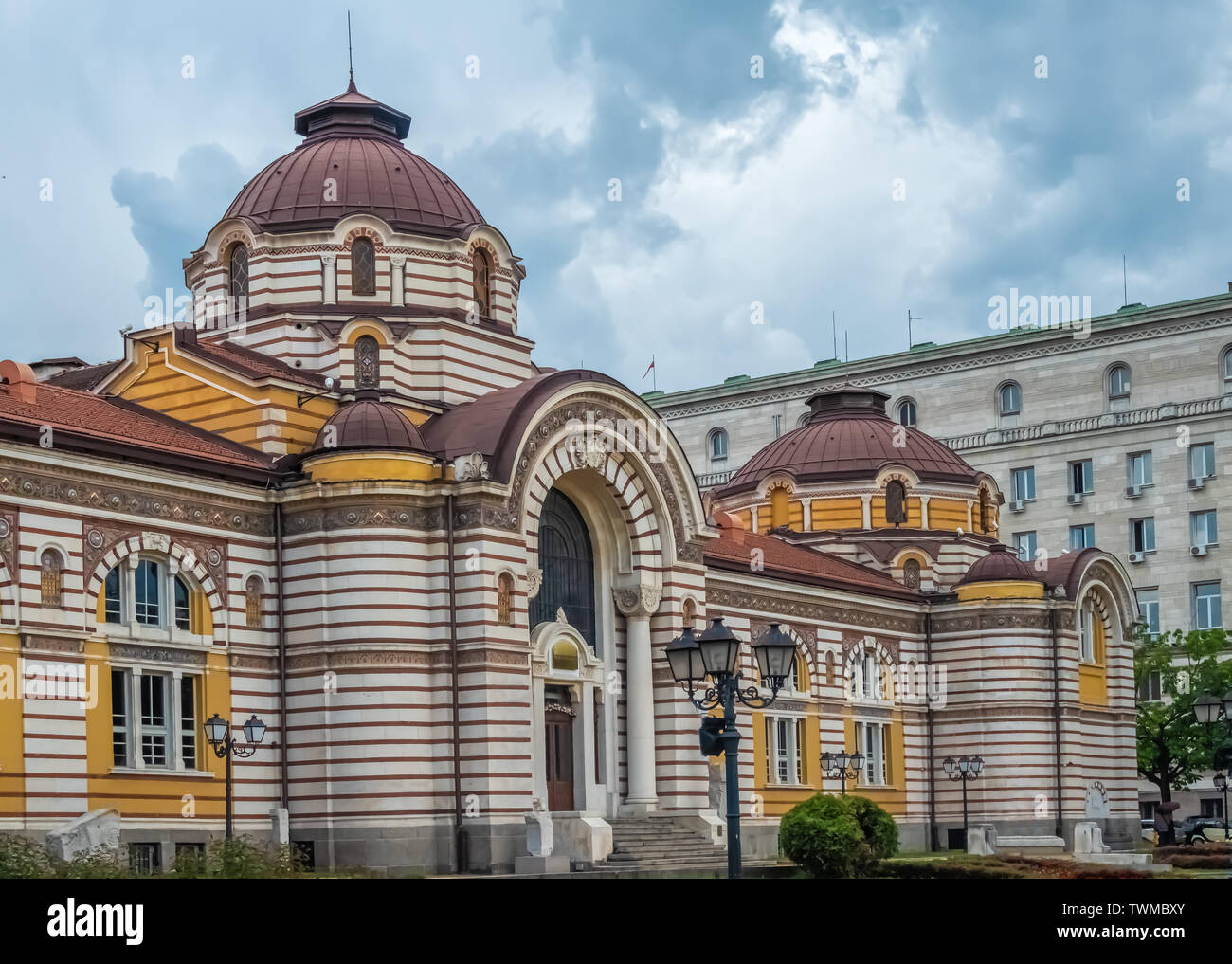 The old Mineral Baths, a landmark in the centre of Sofia, Bulgaria ...