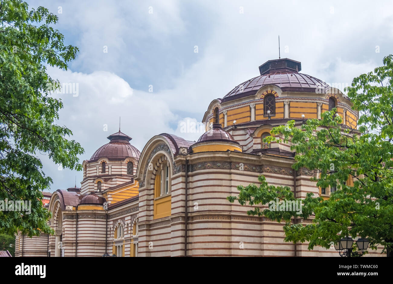 The old Mineral Baths, a landmark in the centre of Sofia, Bulgaria ...