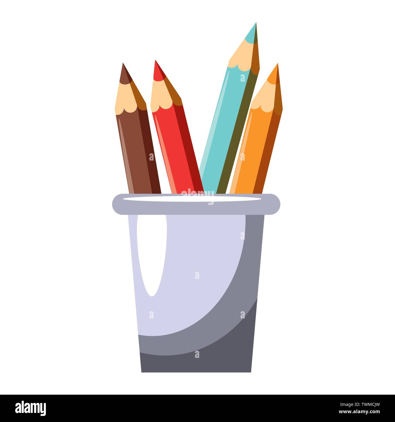Colors pencils in cup cartoon isolated Stock Vector Image & Art - Alamy