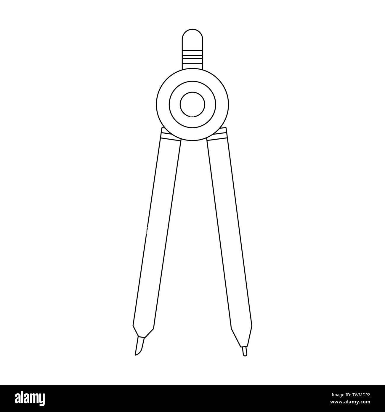 Compass geometric tool symbol isolated in black and white Stock Vector ...