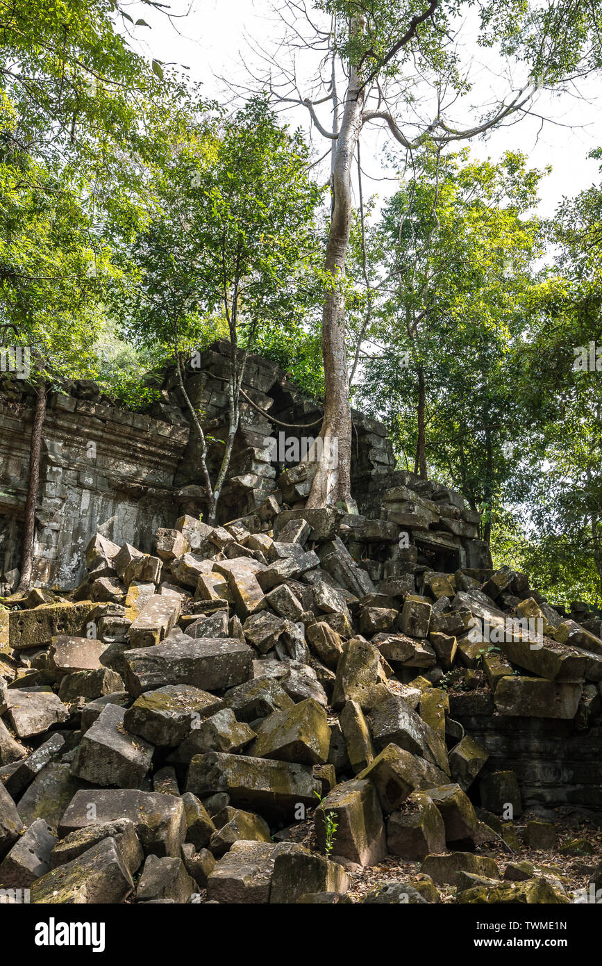 Ruins of ancient Beng Mealea Temple over jungle, Cambodia. Beng Mealea ...