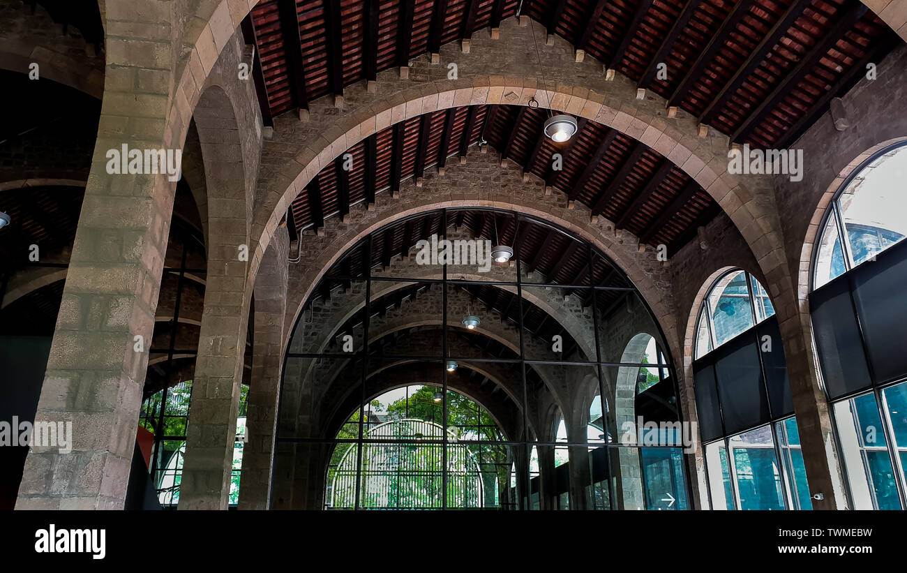 Barcelona naval museum and a walk trough on Barcelona streets Stock ...