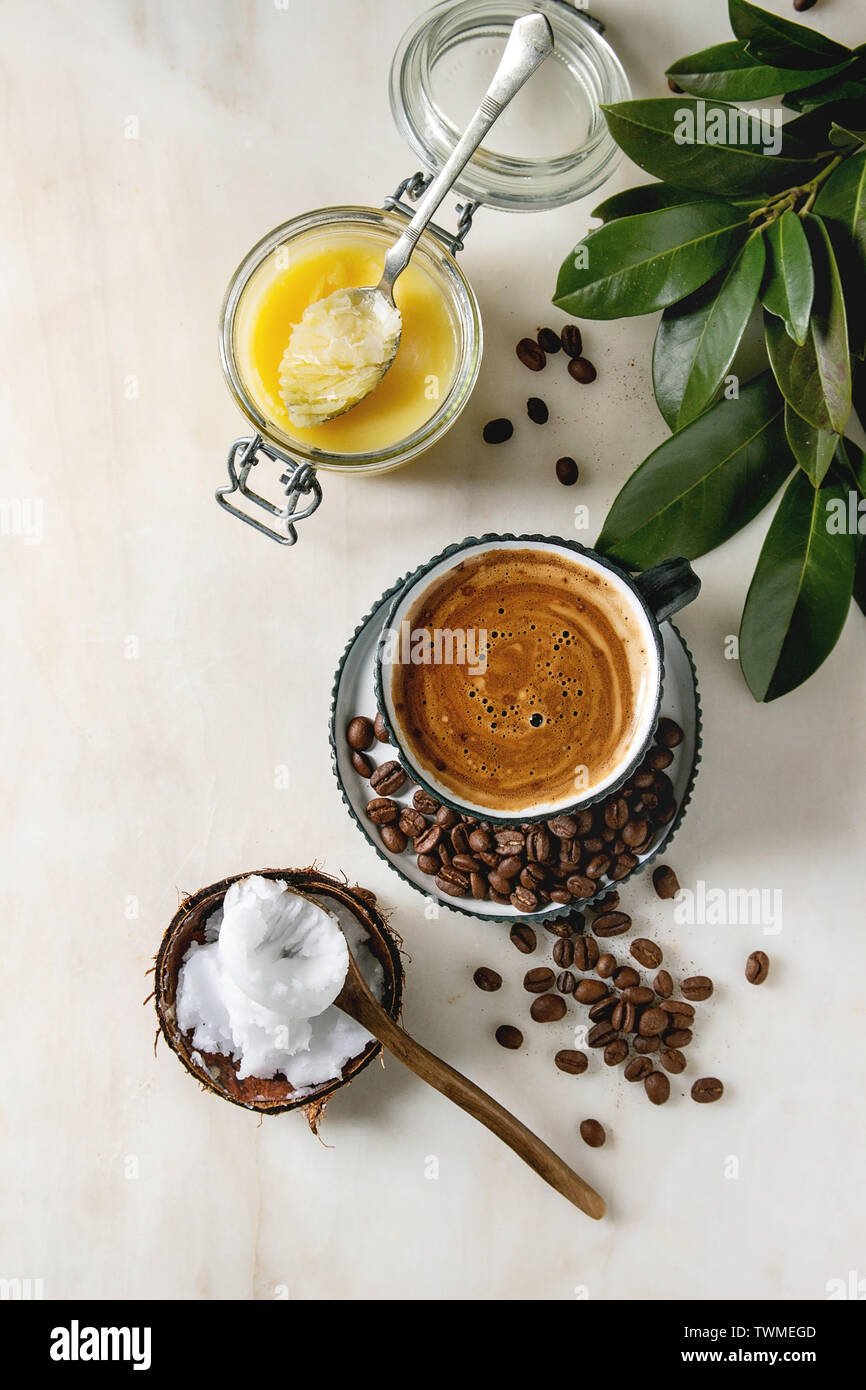 Bulletproof coffee with butter Stock Photo - Alamy