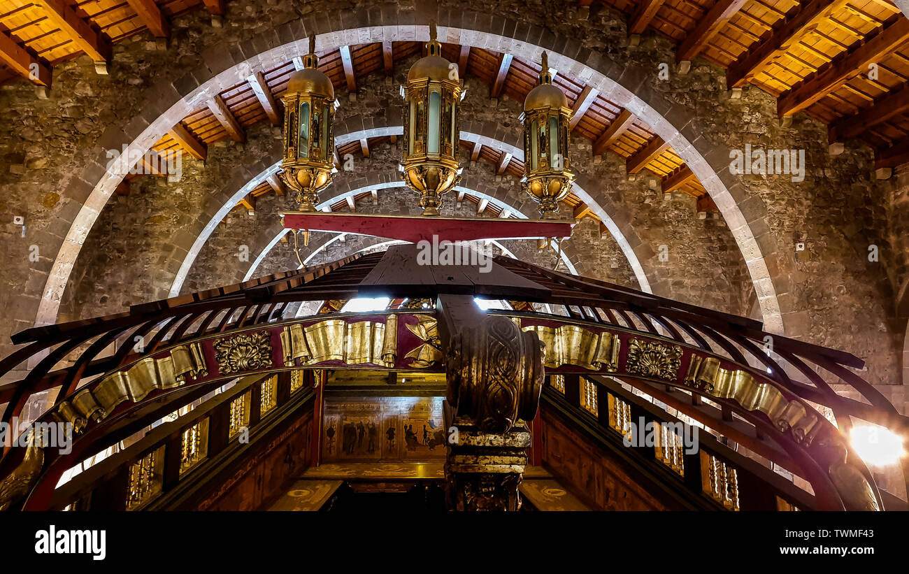 Barcelona naval museum and a walk trough on Barcelona streets Stock ...