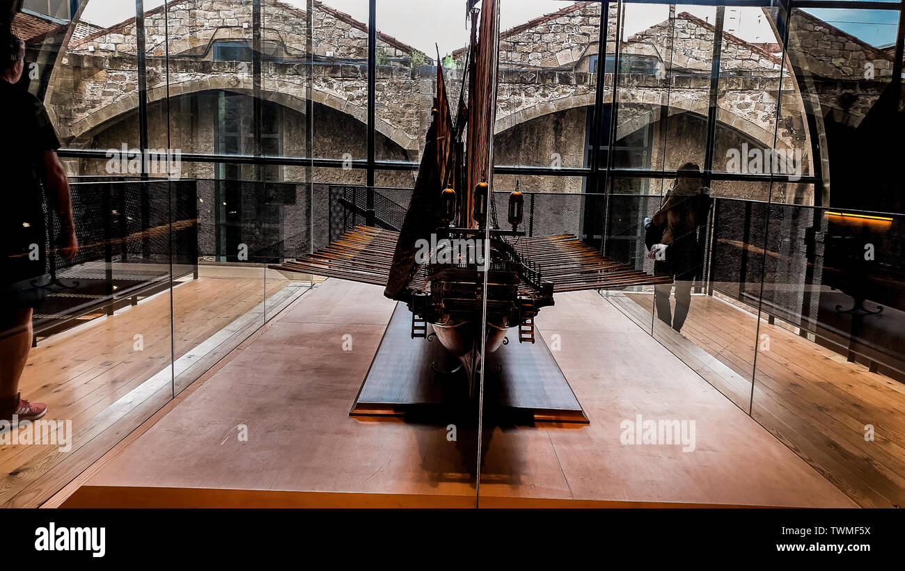 Barcelona naval museum and a walk trough on Barcelona streets Stock ...