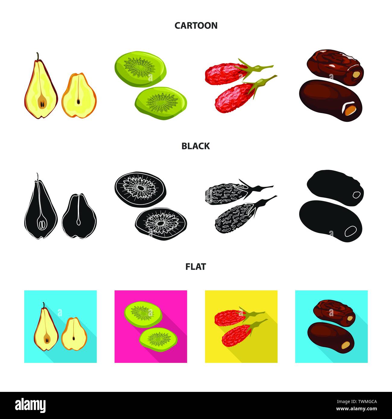 Vector illustration of food and raw icon. Collection of food and nature ...