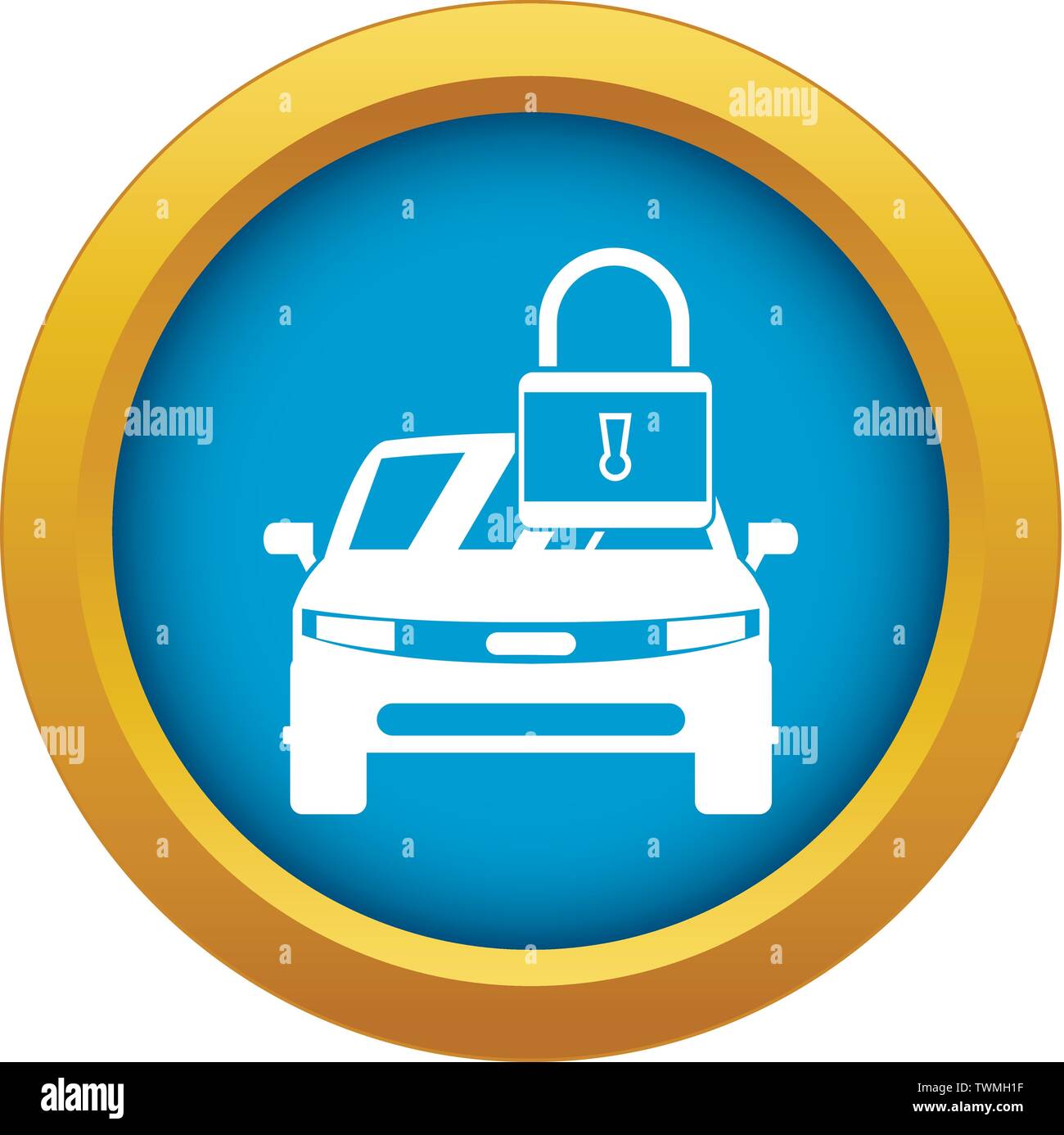 Car with padlock icon blue vector isolated Stock Vector Image & Art - Alamy