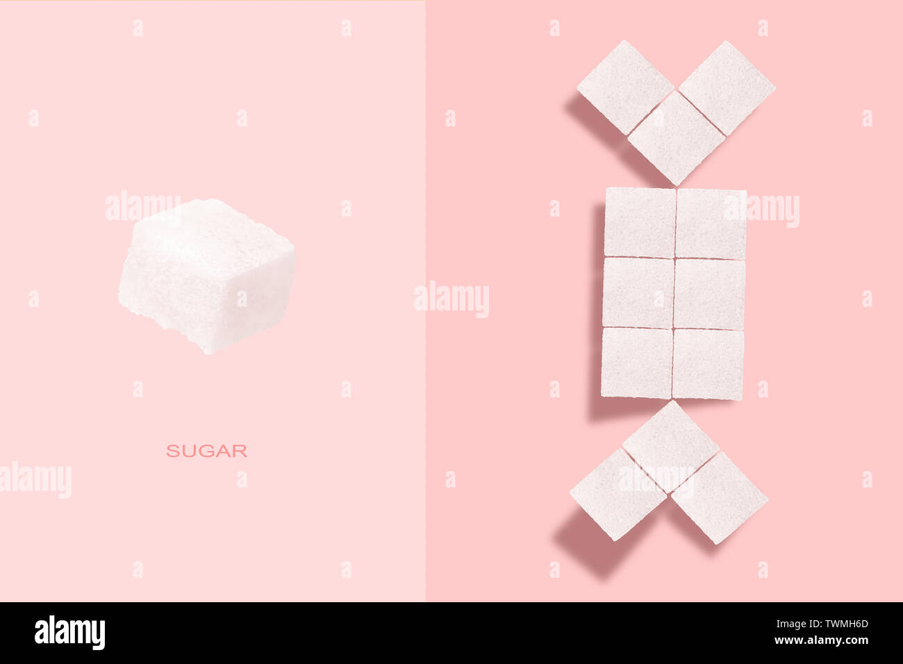 Creative layout made of sugar cubes on a pink background Stock Photo ...