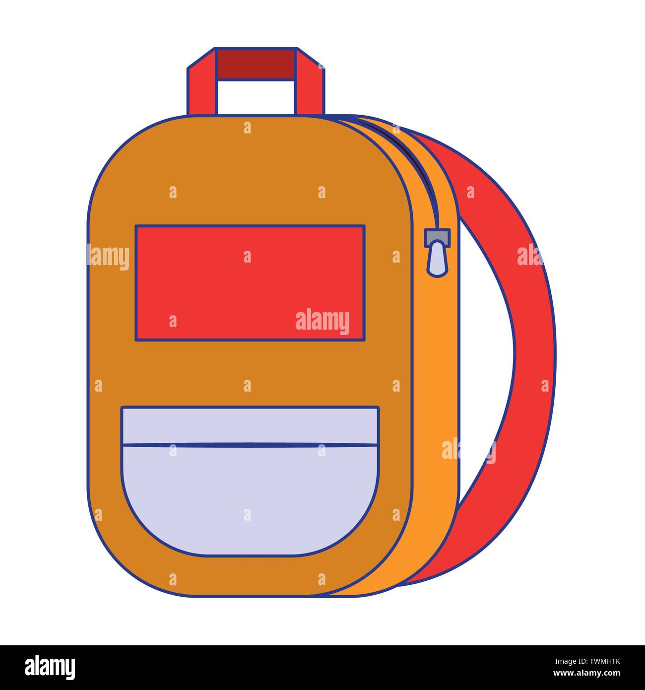 Backpack school supply isolated symbol blue lines Stock Vector Image ...