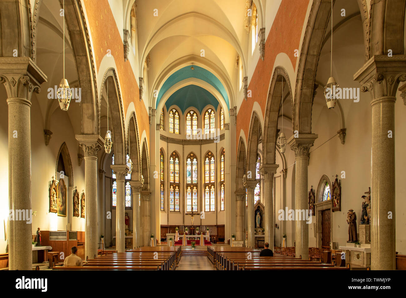 Nave and Altar in Church of Our Lady of Lourdes, Rijeka, Croatia Stock ...