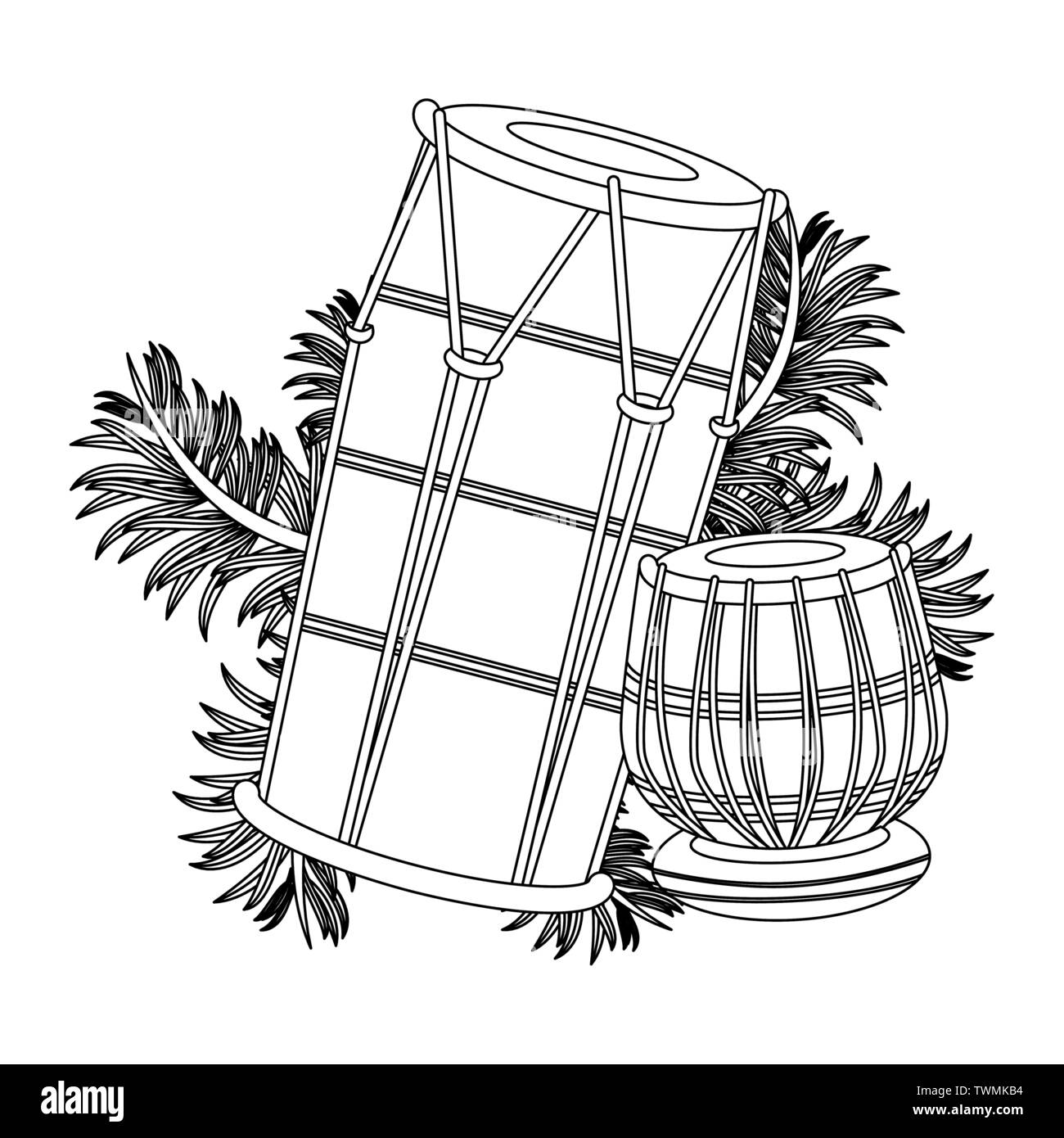 Traditional indian drums Stock Vector Images - Alamy