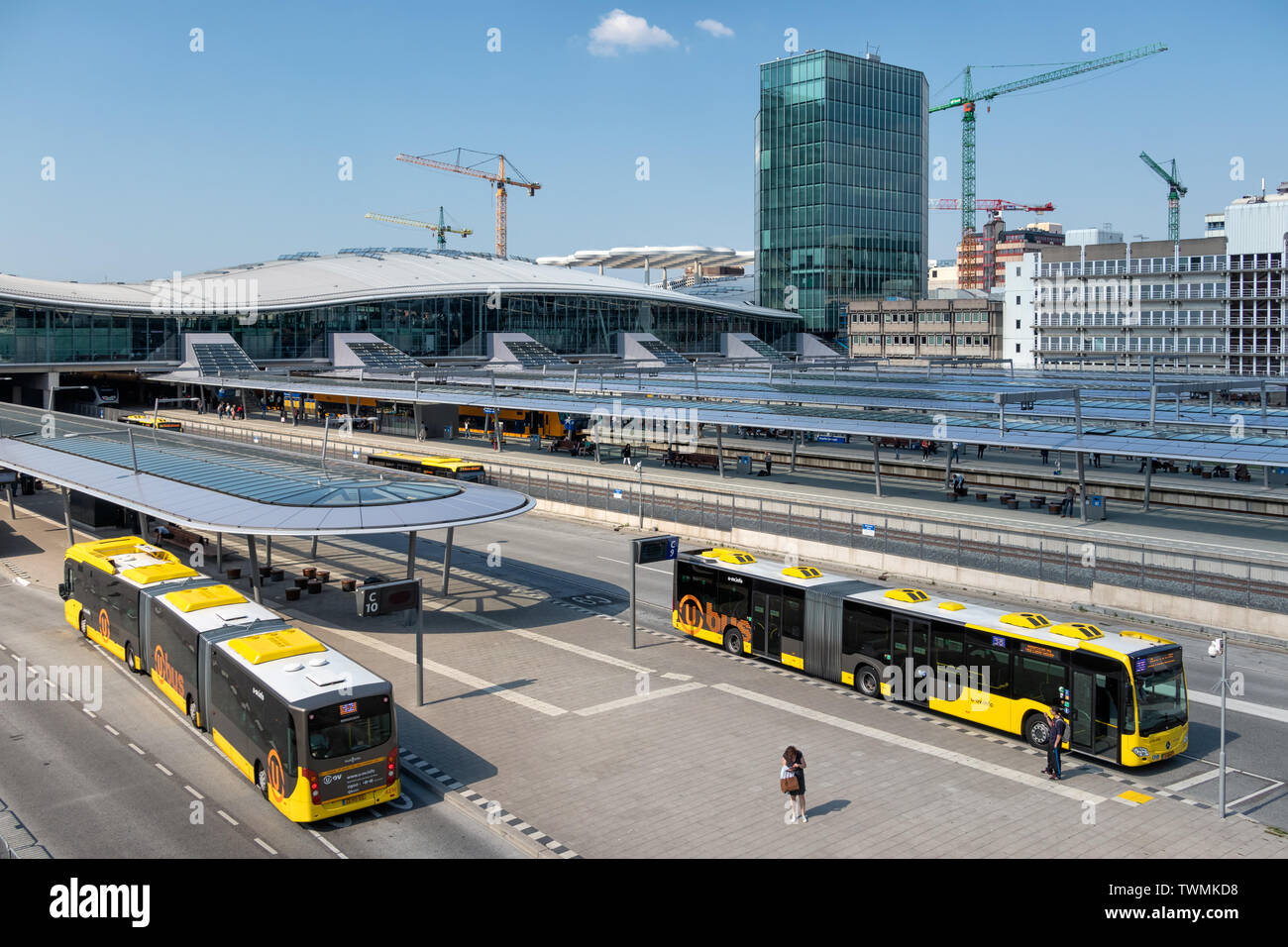 City buses arriving at bus station near railway station Utrecht Stock ...