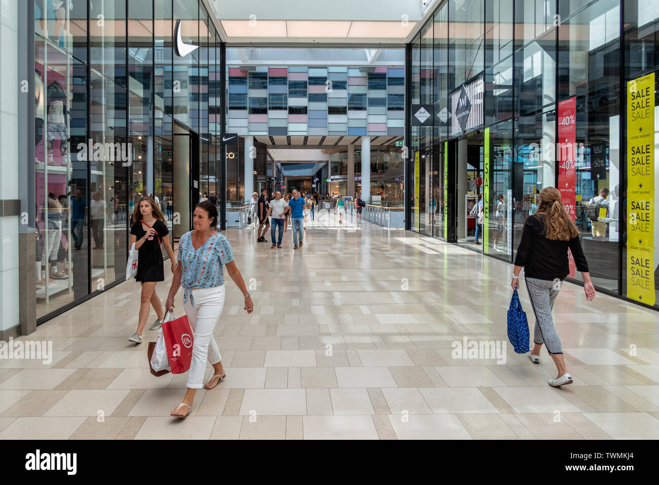 Interior modern new Dutch shopping centre Hoog Catharijne of Utrecht ...