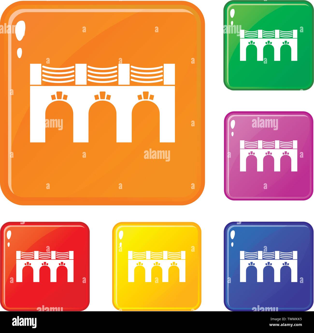 Old arch bridge icons set vector color Stock Vector Image & Art - Alamy