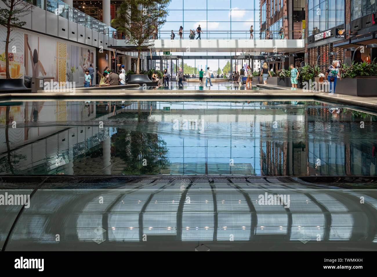 Interior modern new Dutch shopping centre Hoog Catharijne of Utrecht ...