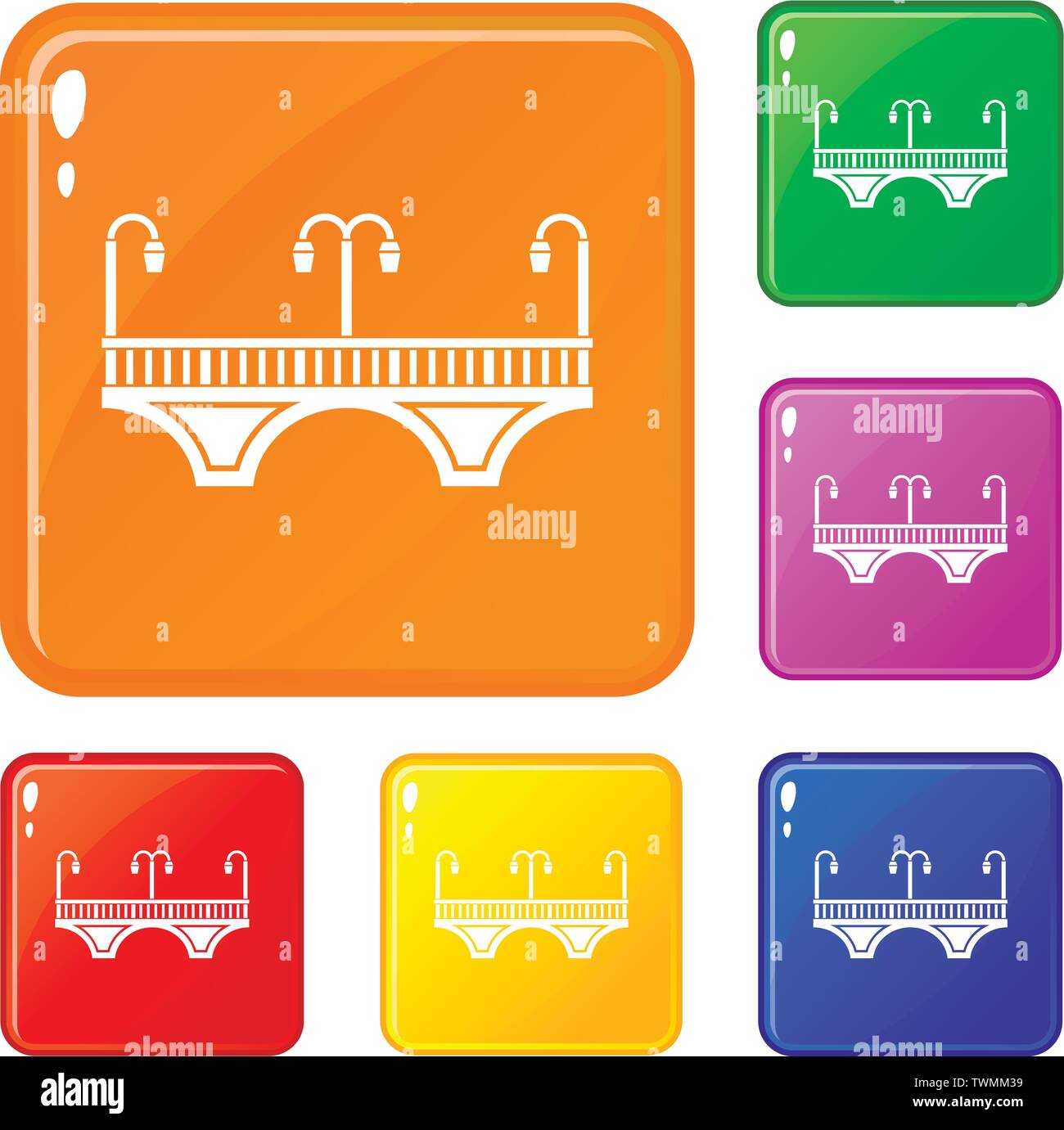 Retro arch bridge icons set vector color Stock Vector Image & Art - Alamy