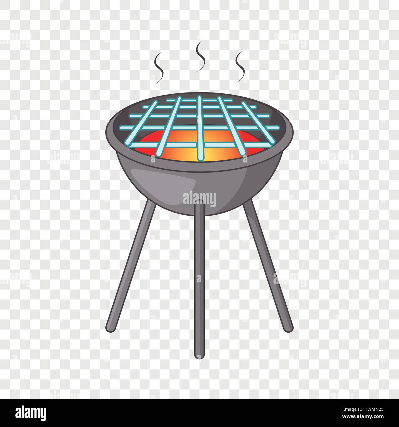BBQ grill with fire icon, cartoon style Stock Vector Image & Art - Alamy