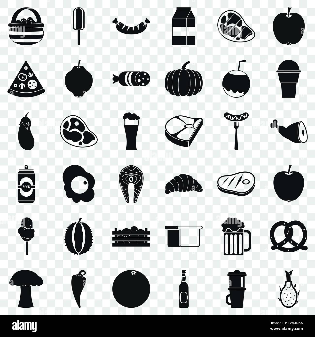 Dinner icons set, simle style Stock Vector Image & Art - Alamy